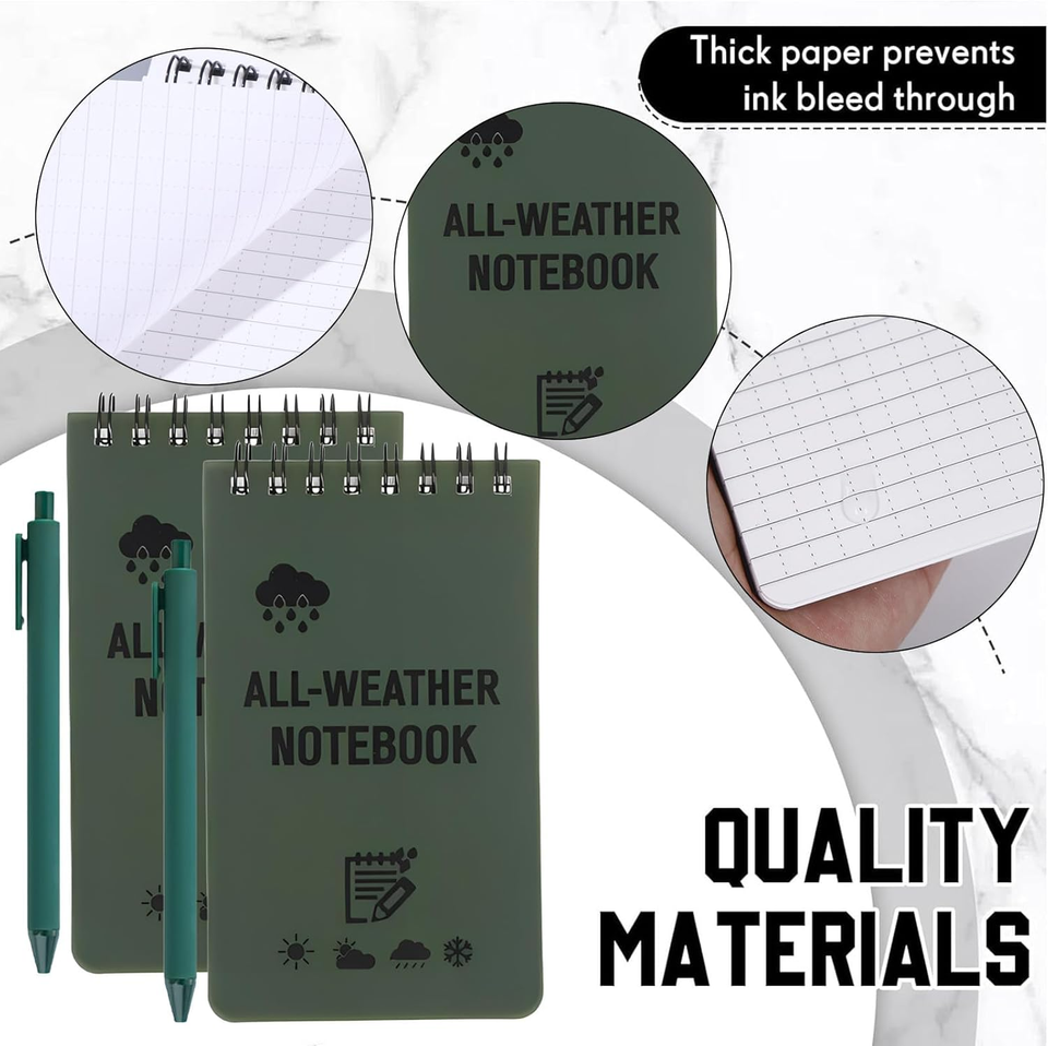 3Pcs Waterproof Notebook, and 3 Pens Waterproof Notepad 3 X 5 Inches ...