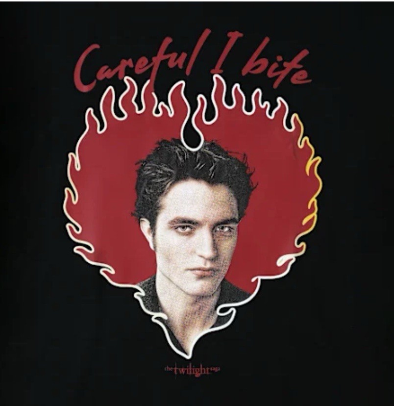 Twilight Edward Love Be Careful I Bite T-Shirt - Black Size XL | eBay