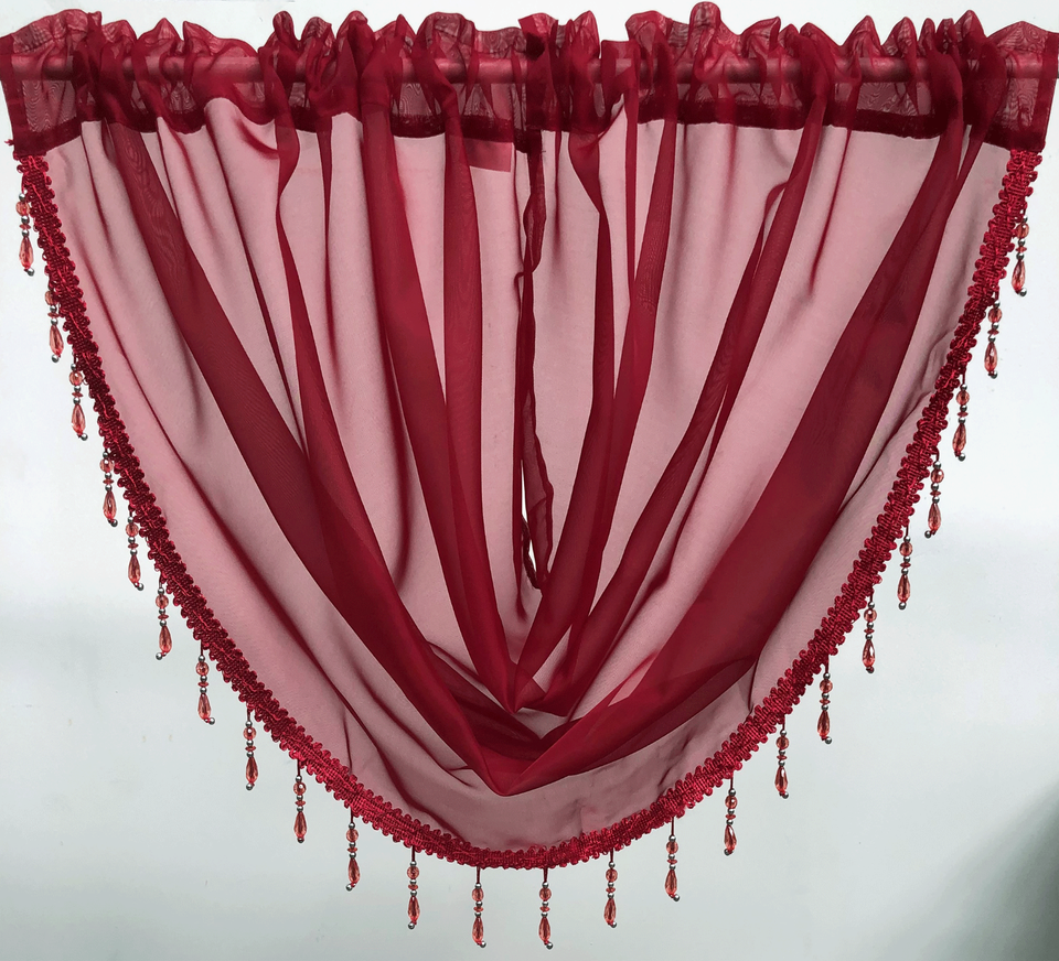 Plain Beaded Voile Swags All Colours - Net Curtains Voile Swag Valance ...