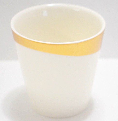 No Handle Coffee Cup Tazo Tea Starbucks Mug Bone China Slanted Rim Gold ...