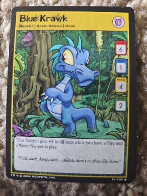 Neopets TCG 21/100 Blue Krawk Mystery Island Basic Non Holo Rare NM/LP ...