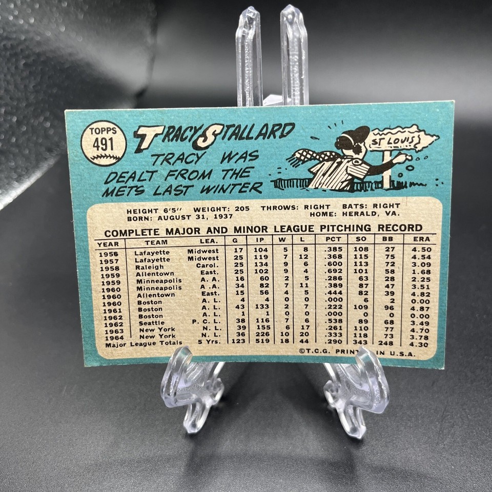 1965 Topps Set-Break #491 - Hi # -Tracy Stallard - St. Louis Cardinals ...