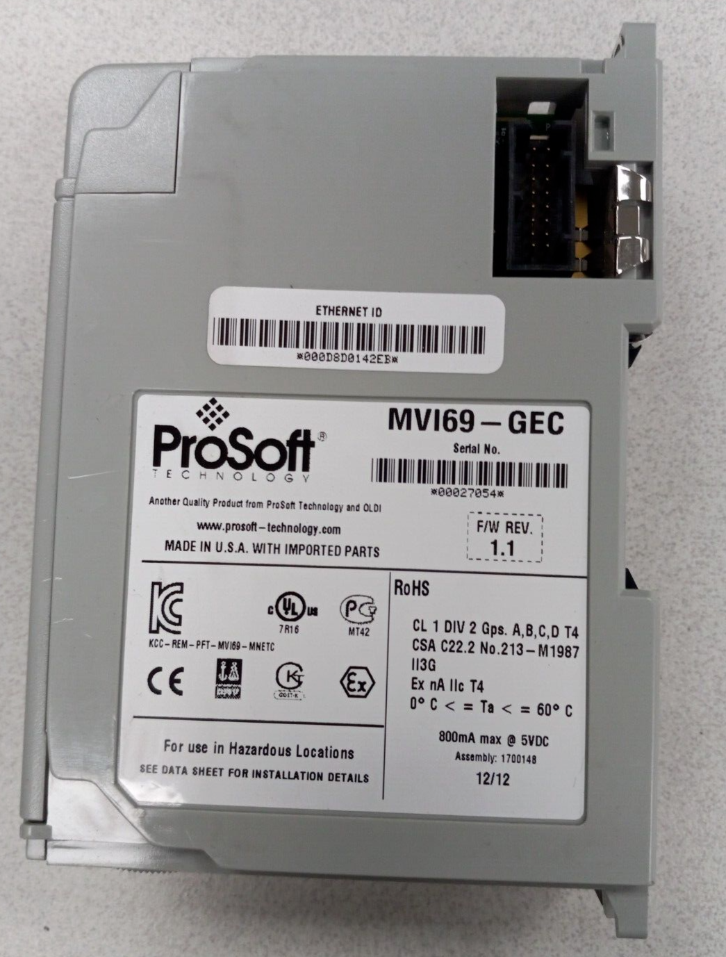 Allen Bradley 1769-L35E Series A, With Power Supply, Prosoft MVI69-GEC ...