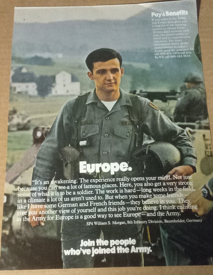 1977 print ad-US Army military SP4 William Morgan Baumholder Germany ...