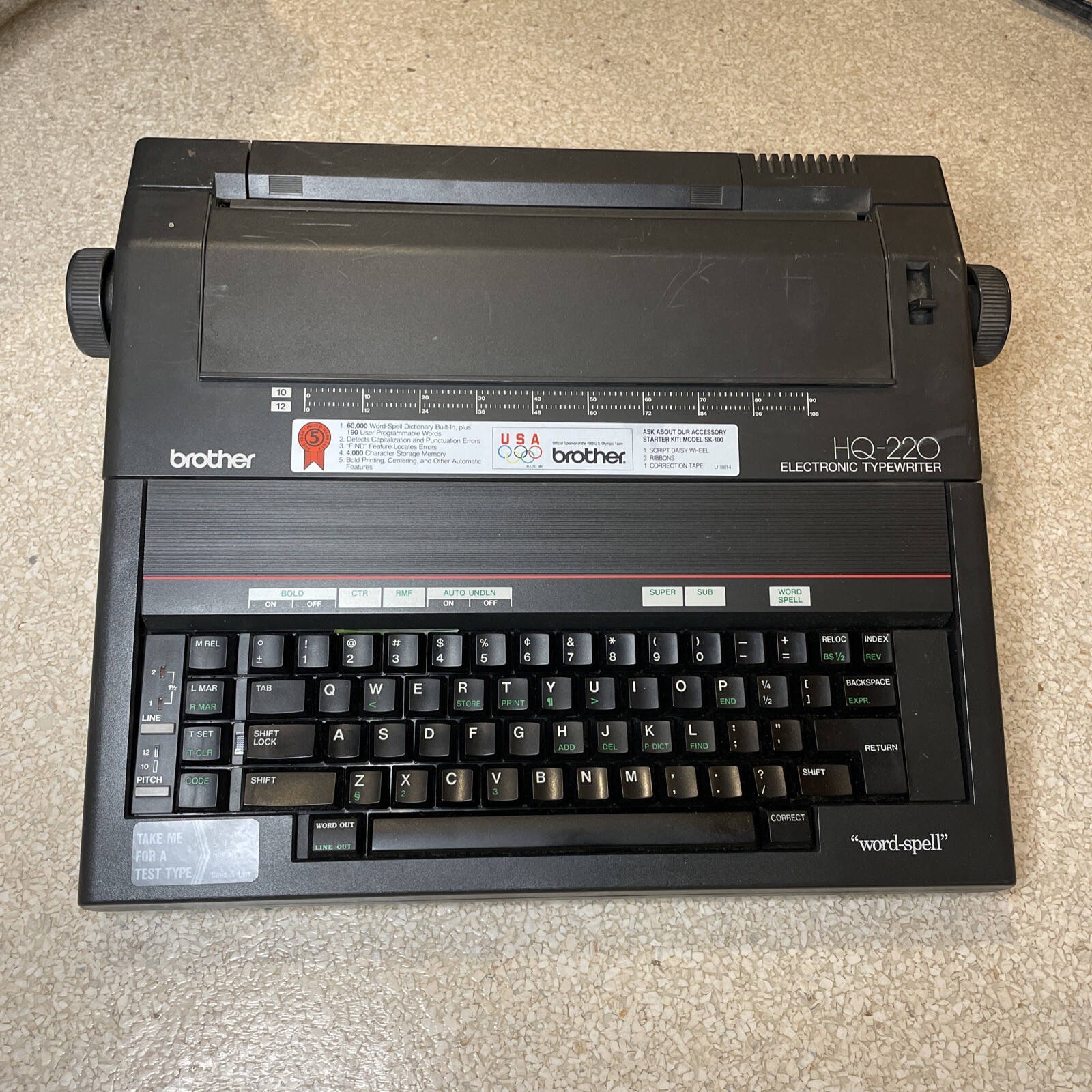 Collectible 1980s Brother HQ-220 Electronic Typewriter – Powers on and ...