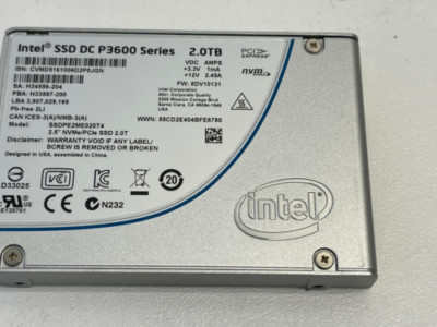 2TB 2.5-inch Enterprise NVMe U.2 Mixed-Use SSD Intel DC P3600 ...