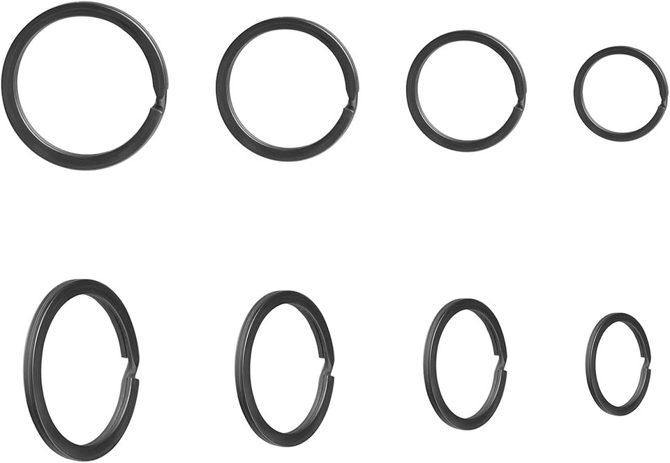 40 Pack Key Ring Keychain Mix 4 Sizes Black Metal Flat Split 40pcs | eBay