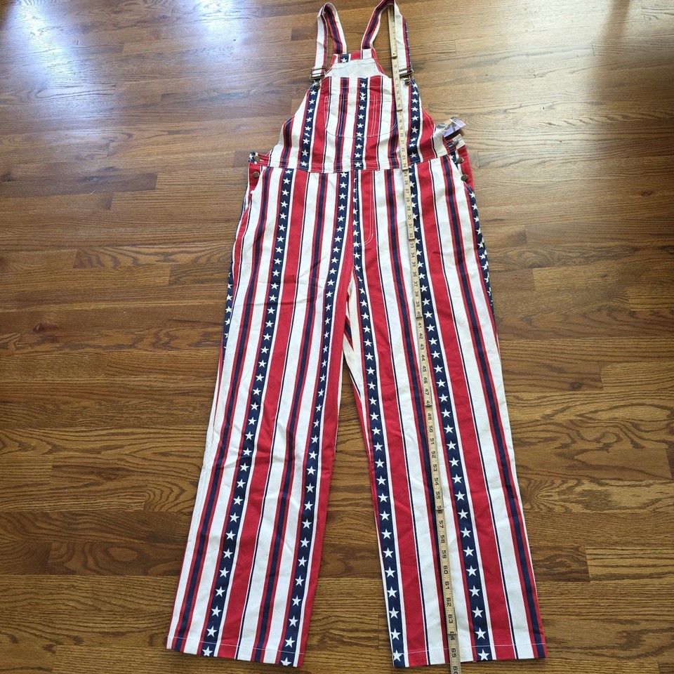 Shinesty X Dean Mitchell Stars Stripes 4th of July Overalls L Red White ...