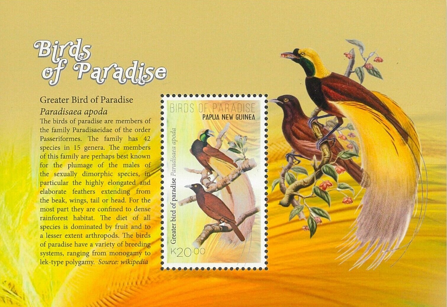 Papua New Guinea 2021 - K20.00 Birds of Paradise Miniature Sheet - MNH ...