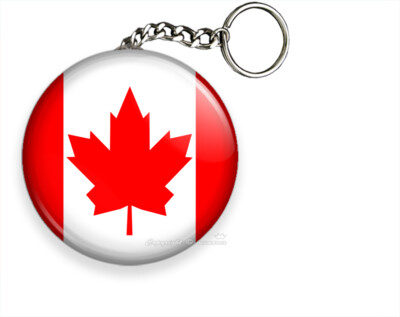 CANADIAN MAPLE LEAF CANADA RED WHITE FLAG KEYCHAIN KEYFOB CHAIN RING ...