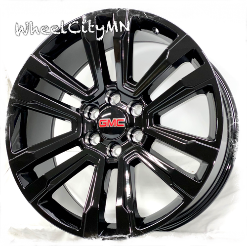 22" gloss black OE 23217243 replica 5822 wheels fits GMC Sierra Yukon ...