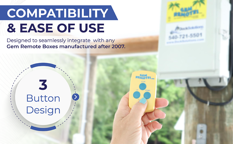 Gem Remotes 7240 Transmitter: 3 Button Remote Wireless Dock Lift ...