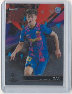 PABLO GAVI 2021-22 TOPPS FINEST UEFA UCL #51 BARCELONA SPAIN ROOKIE ...