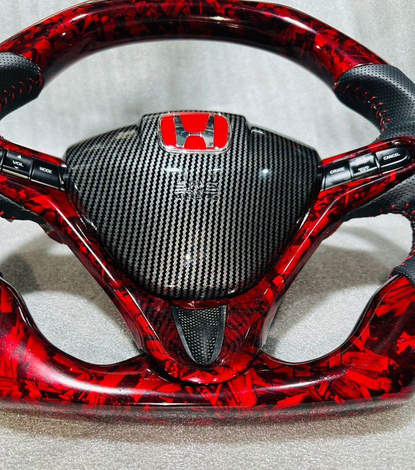 HONDA CIVIC FD2/FN2 Top Bottom Flat Steering Wheel With Forged Carbon ...