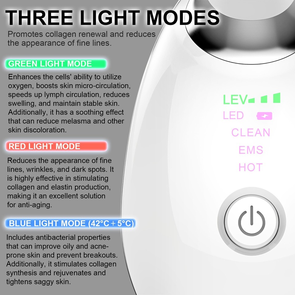 Red Light Therapy for Face and Neck Massager Tool LED Facial Light ...