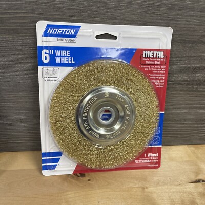 Norton 6" Wire Wheel Metal, Ferrous Stainless Steel Heavy Duty Fit ...