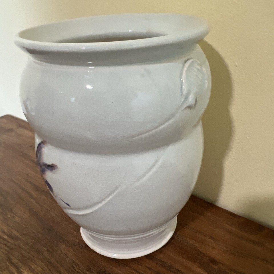 Mike Dalton Signed Pottery Vase 7.5” Butterfly Incised Art Studio ...