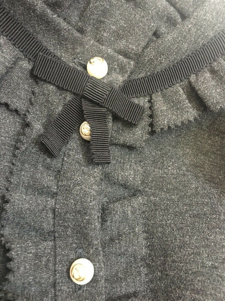 NWT 100% AUTH Gucci Kids Dark Grey Melange Pearly Button Dress Sz 12 | eBay