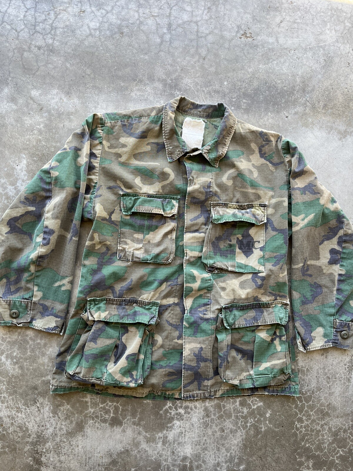 Vintage Military USMC Stencil 60s 70s Vietnam Buttonu… - Gem