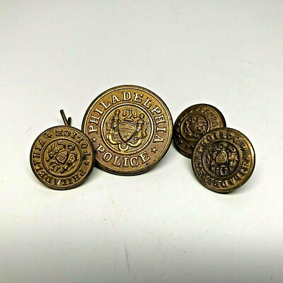 4 Vtg Philadelphia Police Brass Buttons Jacob Reed's Sons & Superior ...