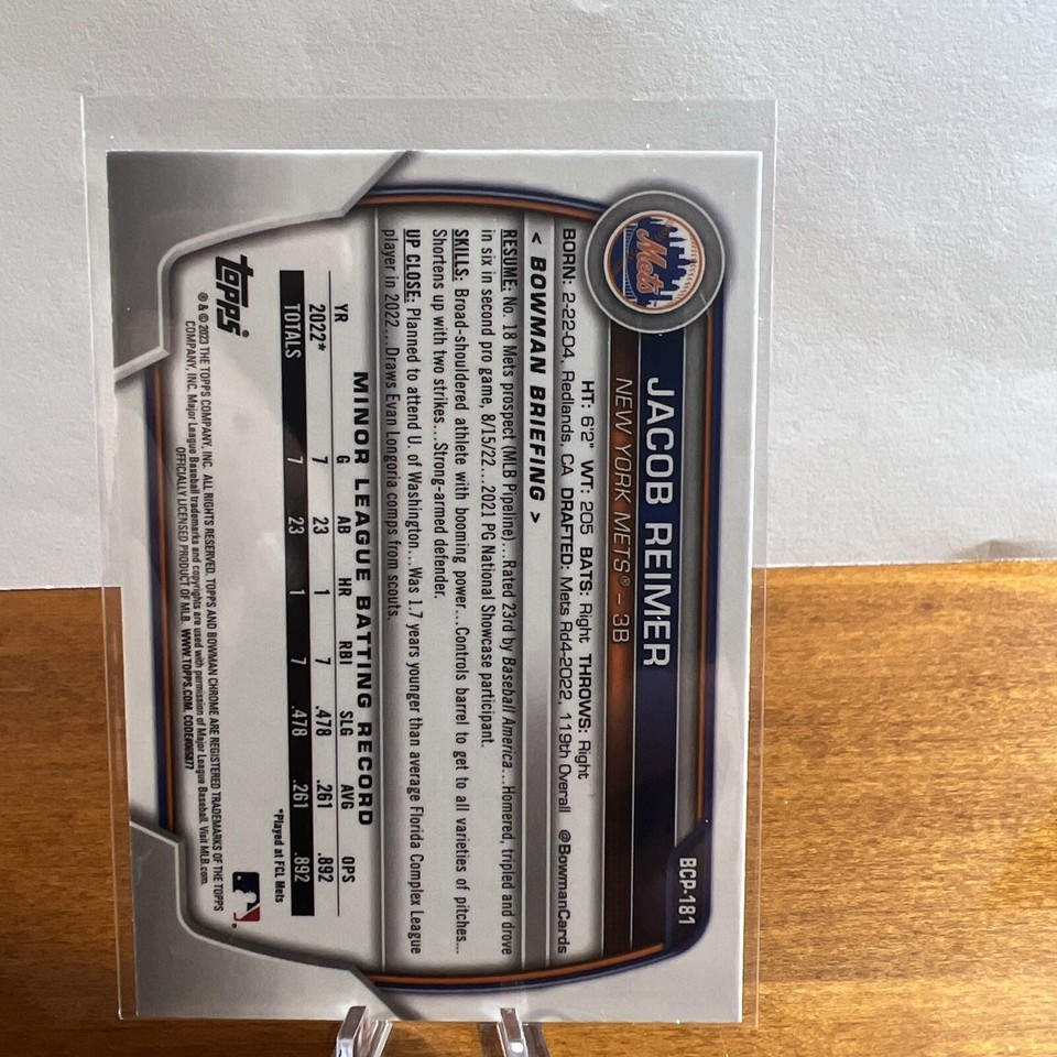 2023 Bowman Chrome Jacob Reimer #BCP-181 Shimmer Refractor Mets | eBay