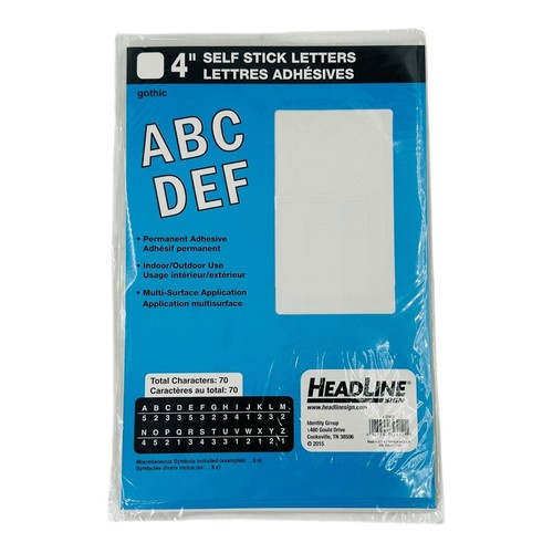 Headline Sign 4" Self Stick Vinyl Letters White 70 Characters ...