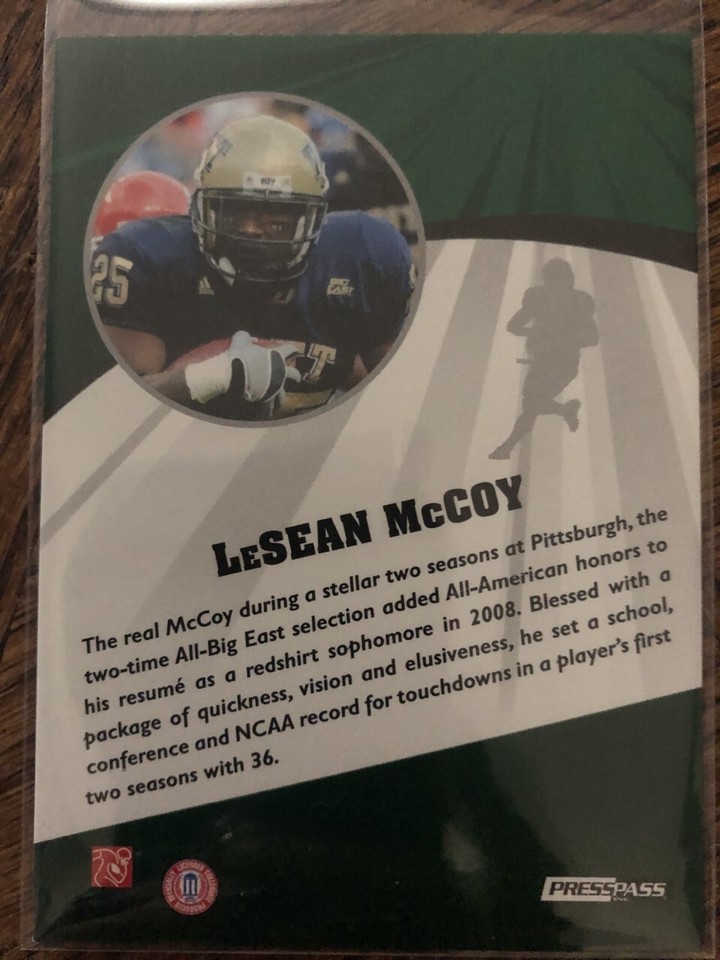 2009 PRESS PASS FUSION LeSEAN McCOY ROOKIE CARD PITT | eBay