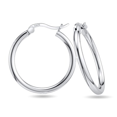 Sterling Silver Hoops Earrings 25mm 35mm 45mm 925 Silver Hoops | eBay