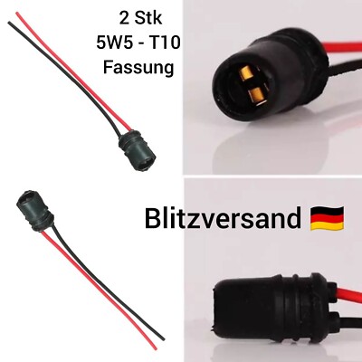 2x W5W T10 Gummi Sockel Glassockel Fassung Standlicht Parklicht ...