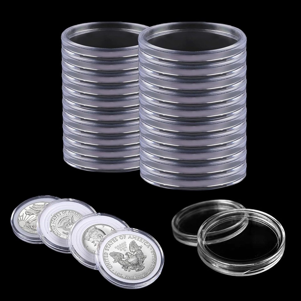 20× 40mm Coin Holder Capsules Case for Silver Gold Dollar Display ...