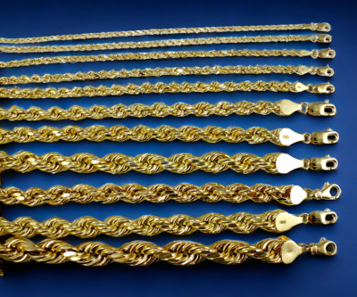 10K Yellow Gold 2mm-9mm Rope Chain Bracelet Diamond Cut All Sizes Real ...