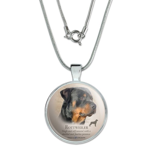 Rottweiler Rottie Dog Breed 1" Pendant with Sterling Silver Plated ...