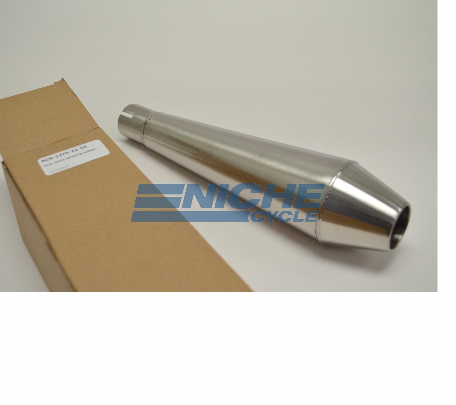 12" Stainless Steel Performance Motorcycle Muffler Reverse Cone Brushed ...