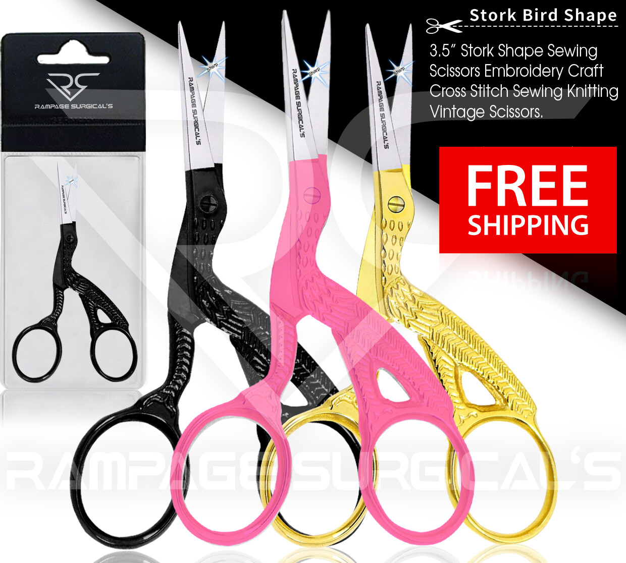 Stork Embroidery Scissors And Cross Stitch Sewing Craft Bird Small Tool ...