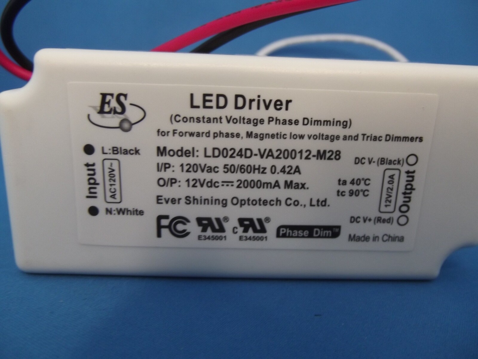 ES LD024D-VA20012-M28 J-Box Constant Voltage LED Driver, 12V 2A 24W | eBay