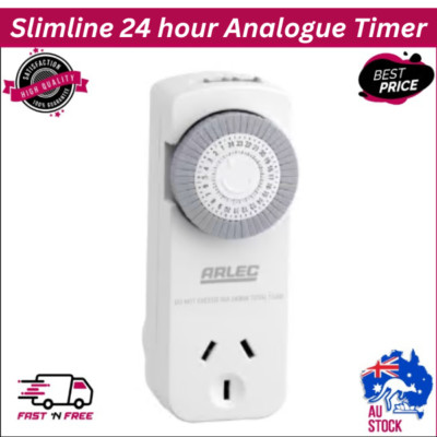 Arlec 24 Hour Power point Timer Mains Timer Slim line Profile - 30min ...