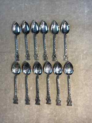 Rare Set of 12 Sterling Silver Peruvian Spoons- Small Demitasse Spoons ...