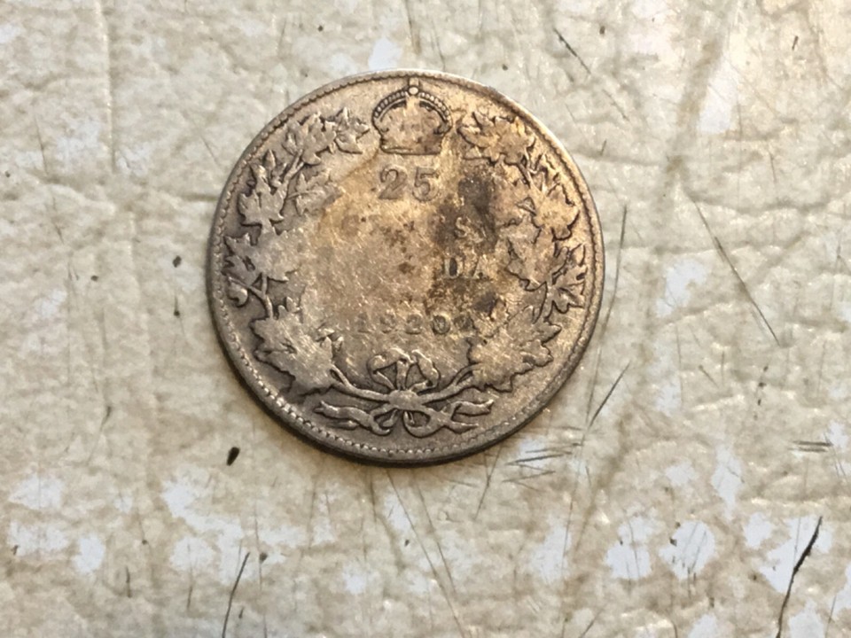 OLD CANADIAN COIN 1916 25 CENTS .925 SILVER - King George V - WWI era ...