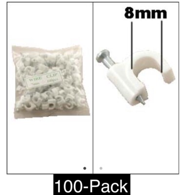 100 Pack RG6 Coax Cat5 Cat6 Cable Wire Clips White 8mm Nail Clamps ...