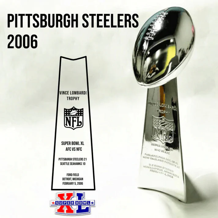 9.3" Pittsburgh Steelers 2006 Vince Lombardi Trophy Super Bowl 40 XL ...
