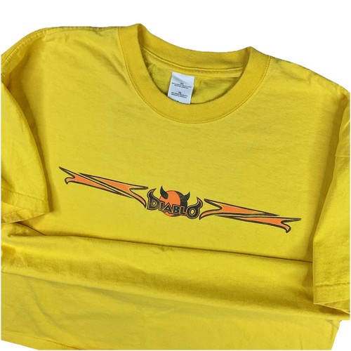 Vintage Diablo Paintball T-Shirt Y2K Graphic Crew Yellow Short Sleeve ...