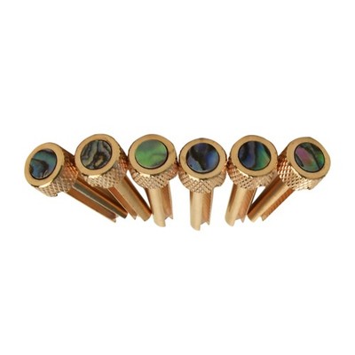 6Pack Flat Top Design Brass Bridge Pins Abalone Dot Inlay For Acoustic ...
