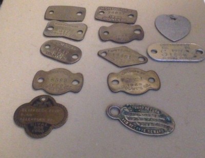 Vintage Dog Tags. 8 Dated 1960's, 1 1975, 1 1997 Montgomery Cty, 2 ...