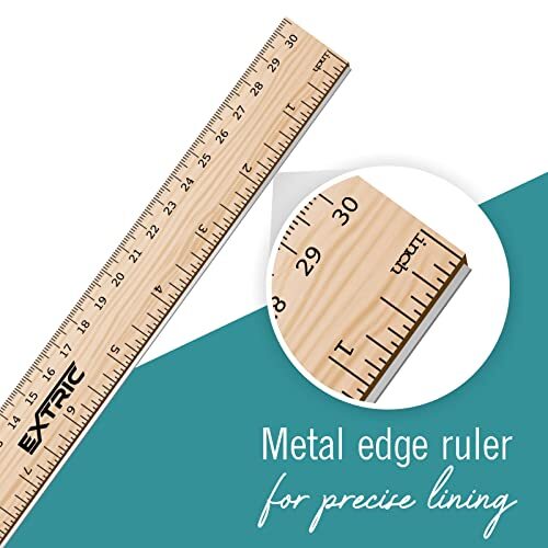 Rulers 4 Pack - Rulers 12 Inch Wood Ruler with Metal Edge Great for ...