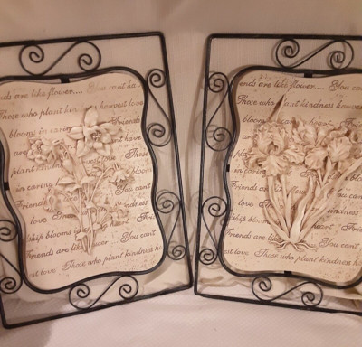Set of 2 Wall Plaques as one Sale Unbranded Floral Plaster/Resin Type ...