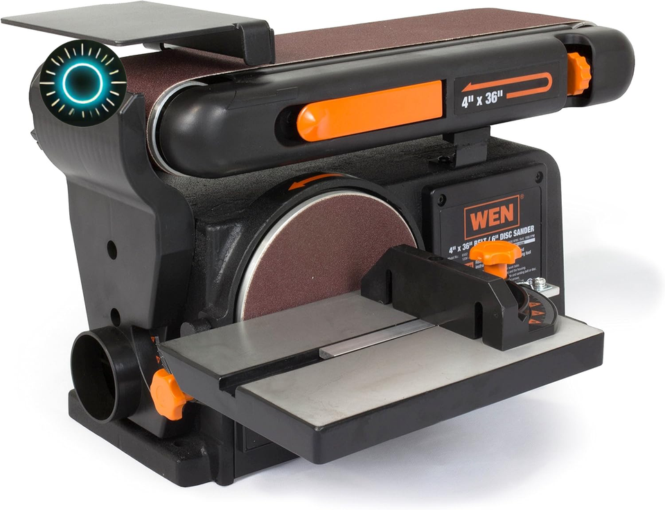 WEN Benchtop Belt and Disc Sander with 4 x 36 in. Belt 6 in. Disc and ...