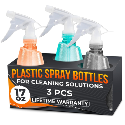 3Pcs Plastic Spray Bottles for Cleaning Solutions - 17 Oz Indoor Spray ...
