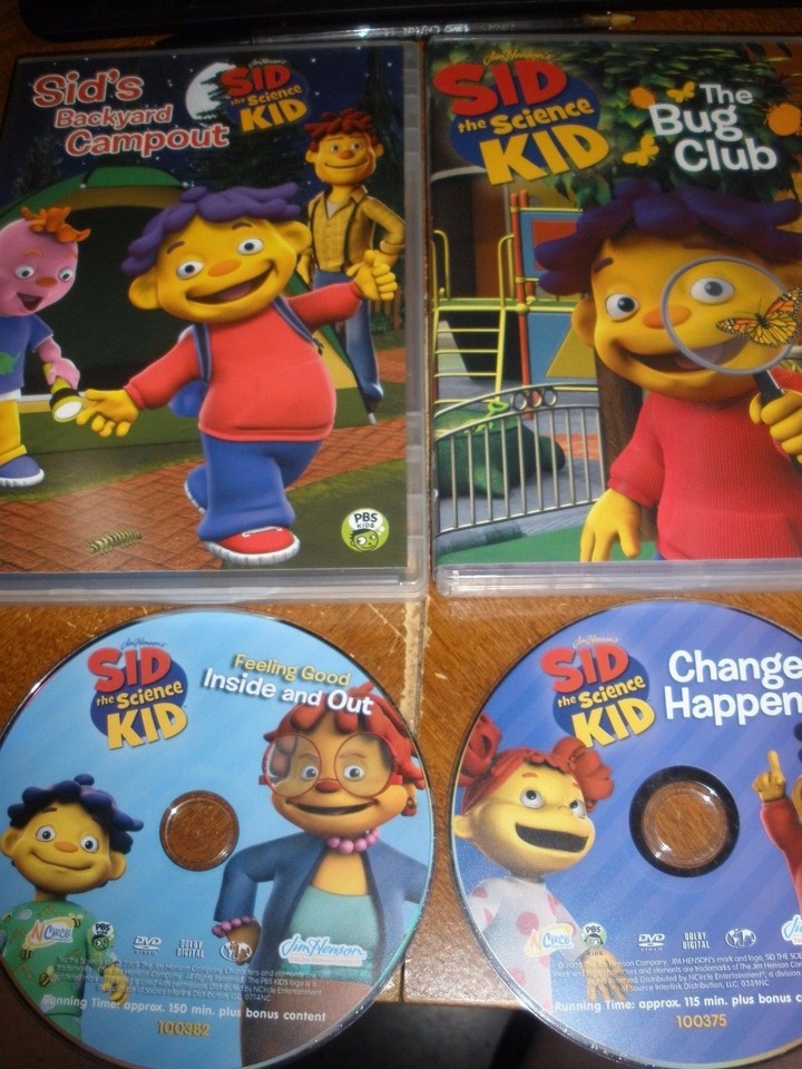 lot of 4 Jim Henson's Sid the Science Kid DVDs bug club, campout ...
