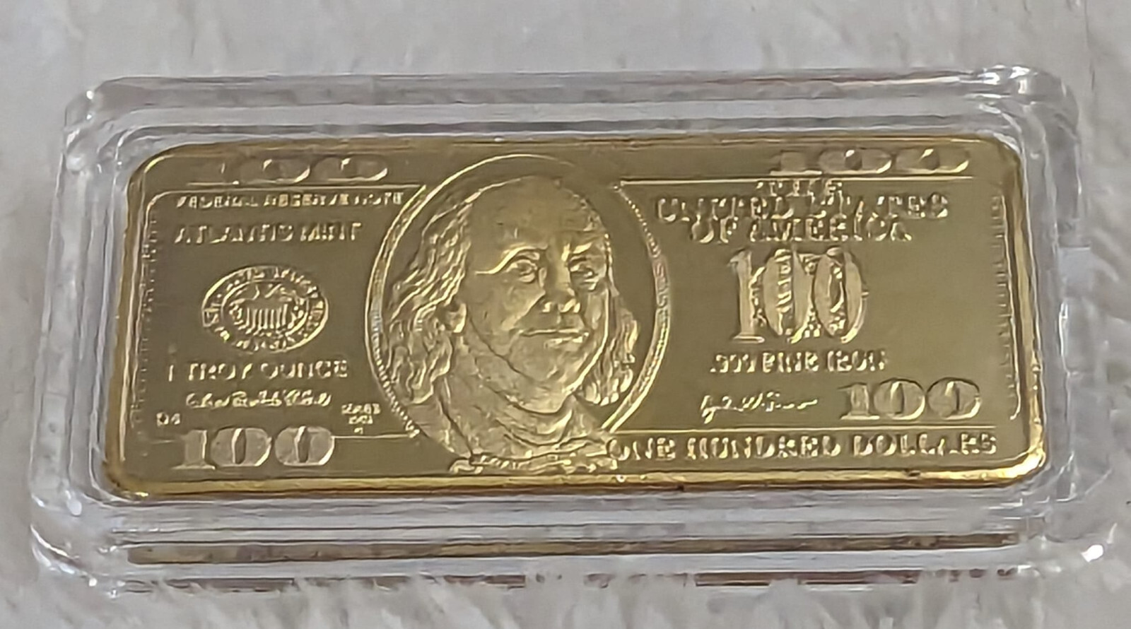Atlantis Mint 1 troy ounce USA $100.00 Cased Wafer Bar .999 Fine Iron ...
