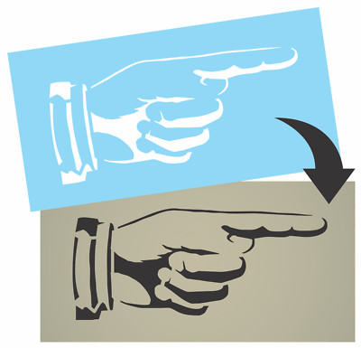 Stencil Joanie Pointing Finger Hand Vintage Theater Prop Advertising ...